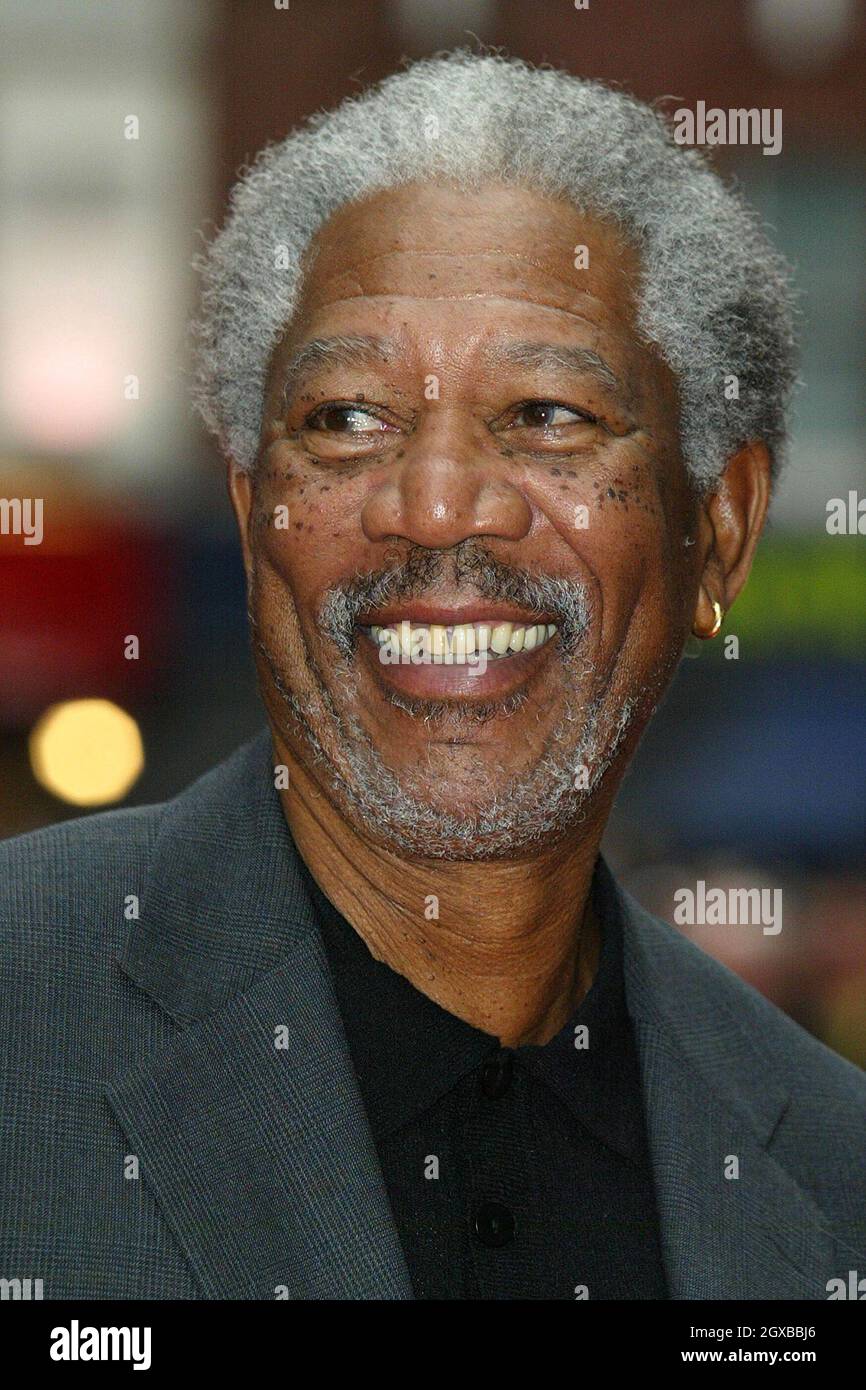 Morgan Freeman arrives at the European Premier of BATMAN BEGINS at the ...