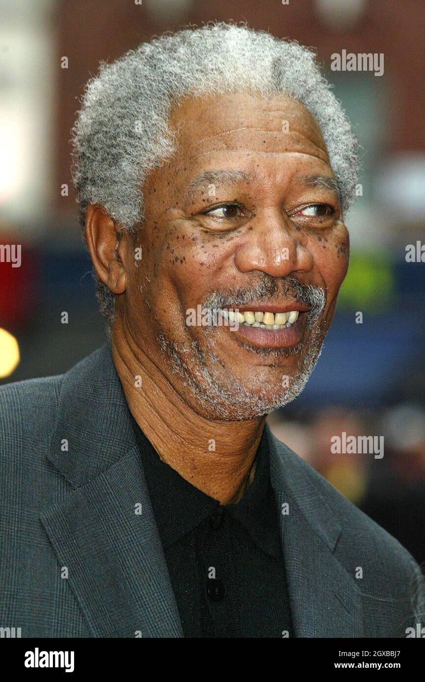 Morgan Freeman arrives at the European Premier of BATMAN BEGINS at the ...