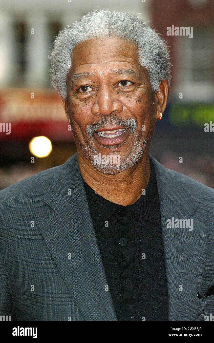Morgan Freeman arrives at the European Premier of BATMAN BEGINS at the ...
