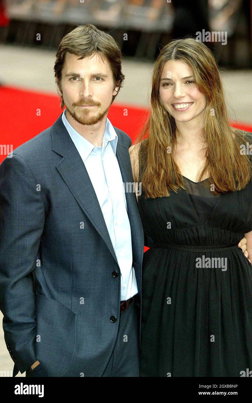 Christian Bale and wife attending the Batman Begins Premiere at ...