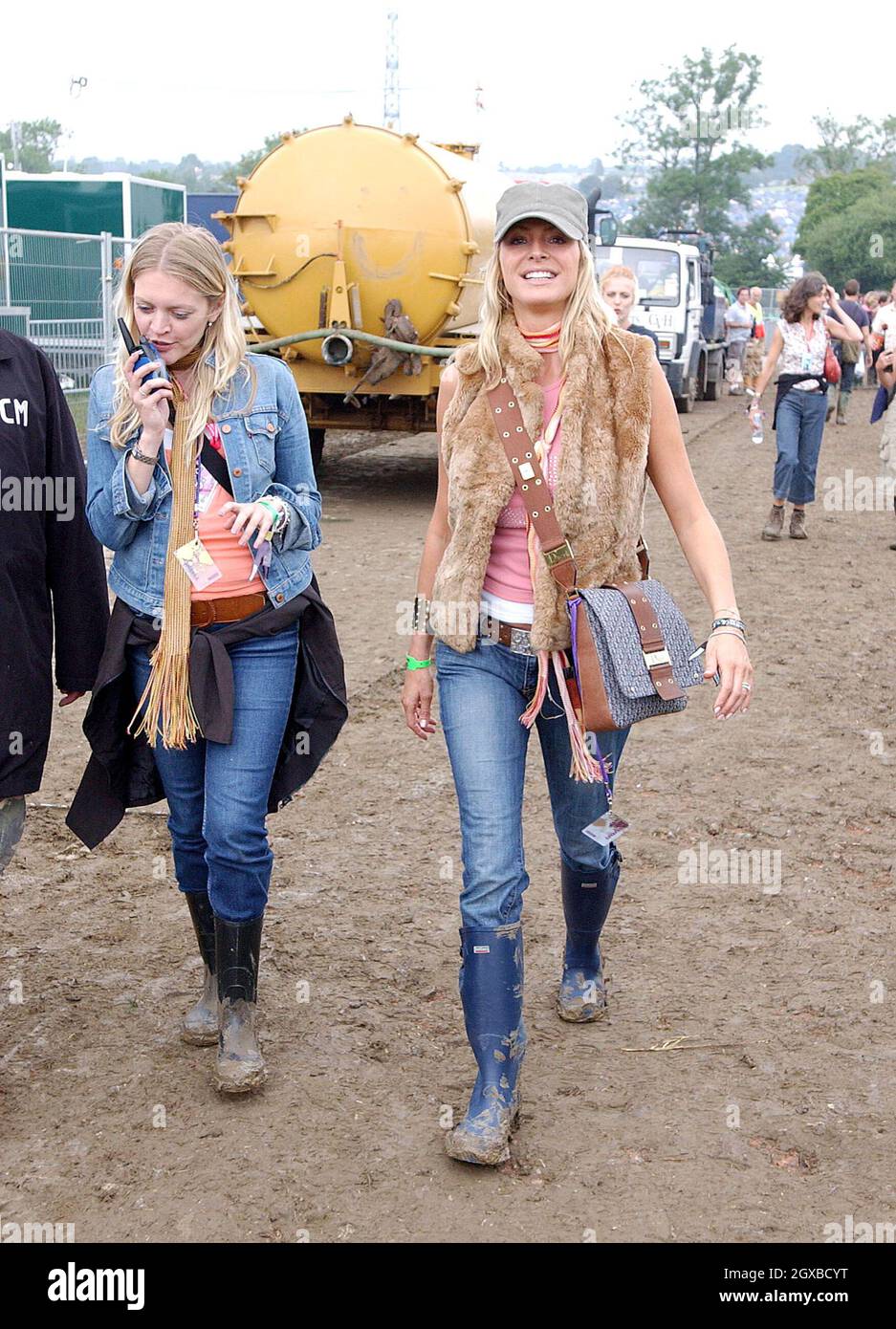 Tess Daly at the 2005 Glastonbury Festival. Torrential rain struck the ...