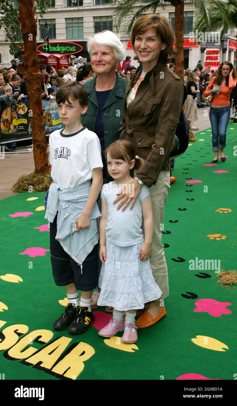 Fiona Bruce and family at the UK charity premiere of Madagascara which ...