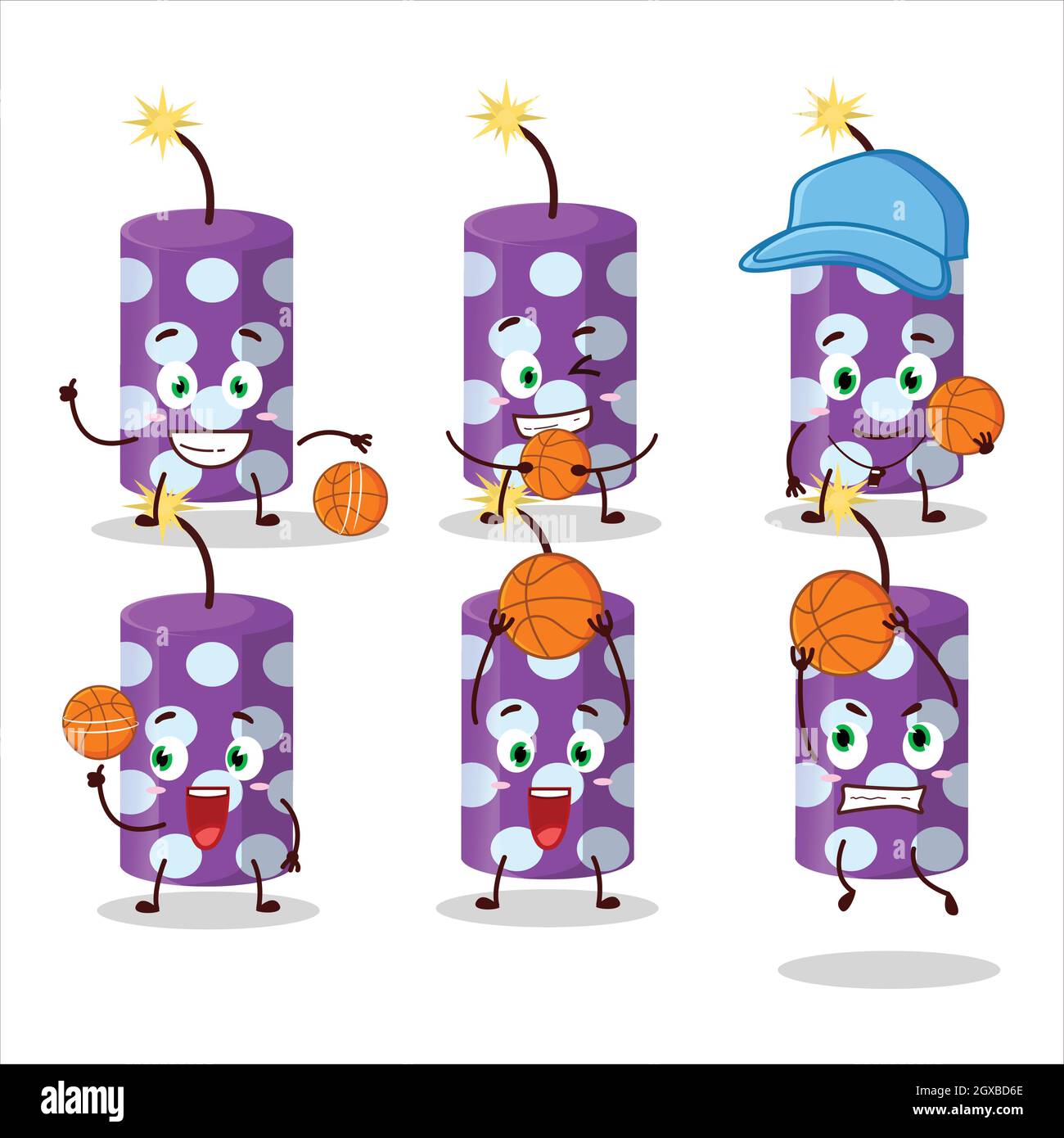 Talented purple firecracker cartoon character as a basketball athlete ...