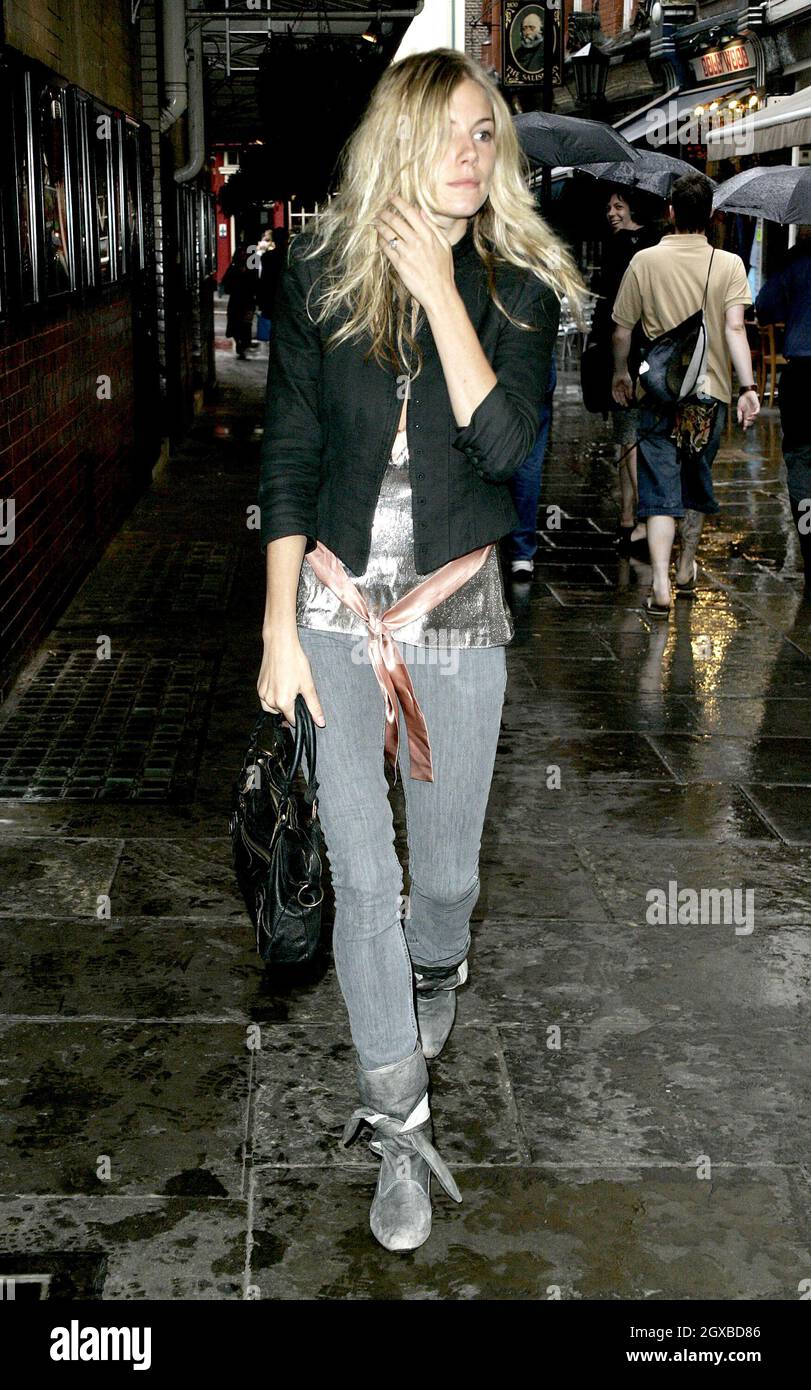 Sienna Miller arriving at the West End theatre where the 23-year-old ...