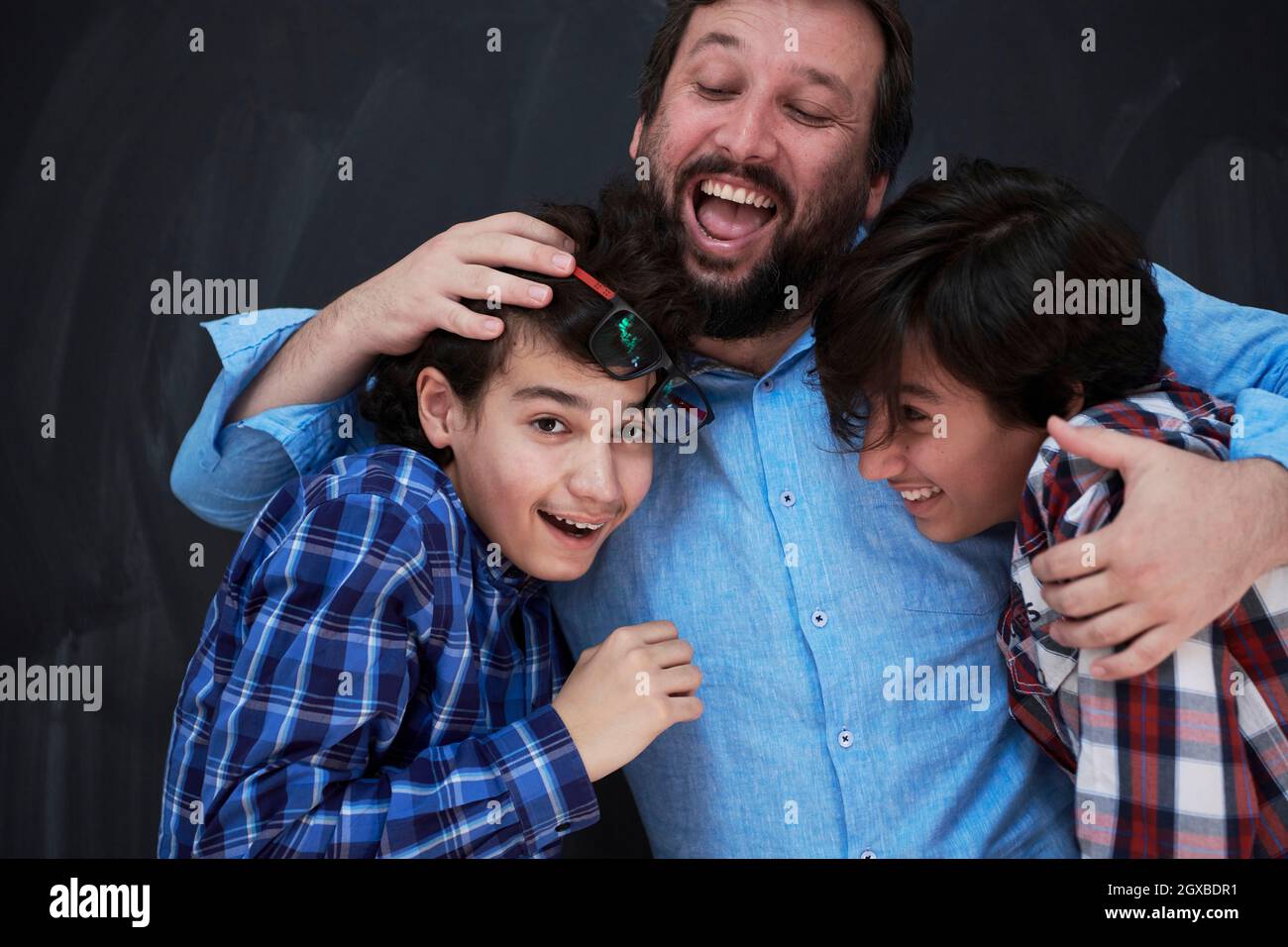 happy father hugging sons unforgetable moments of family joy in mixed ...