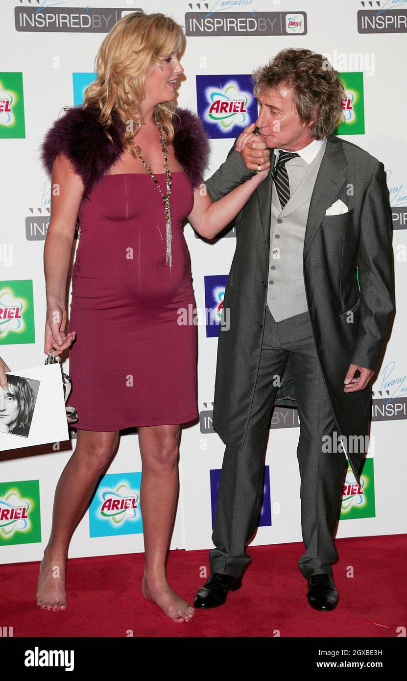 Rod Stewart and pregnant Penny Lancaster at the opening of Penny's ...