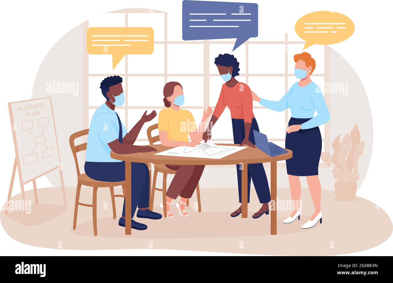 Team in modern conference room Stock Vector Images - Alamy