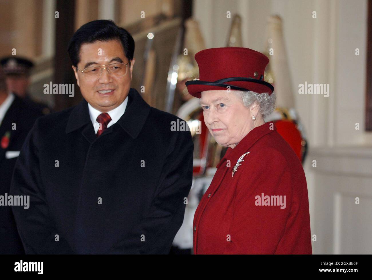 Chinese President Hu Jintao and his wife Liu Yongqing, accompanied by ...