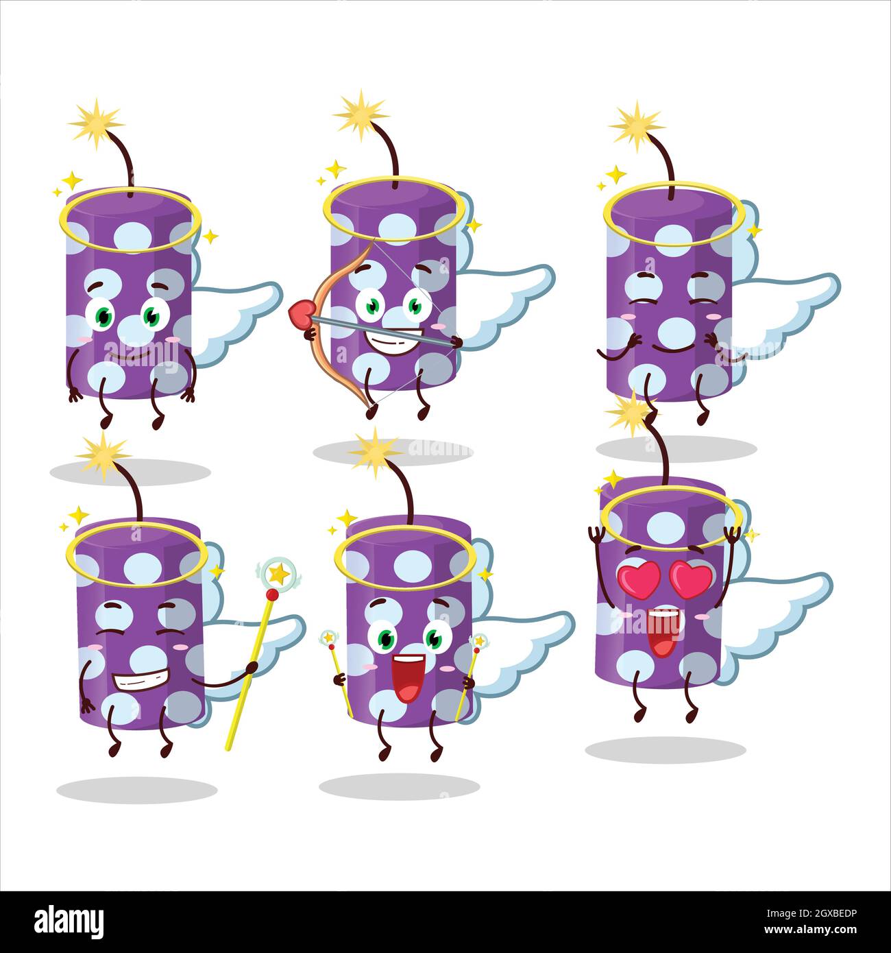 Purple firecracker cartoon designs as a cute angel character. Vector ...