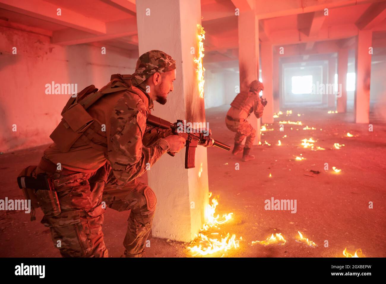 special forces soldiers team in urban environment making tactical ...