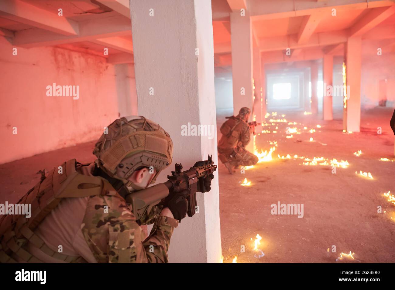special forces soldiers team in urban environment making tactical ...
