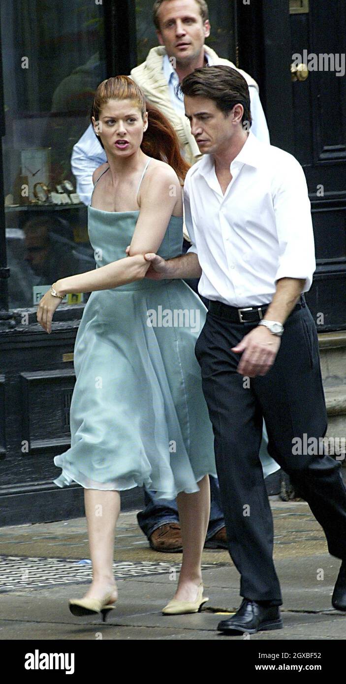 Debra Messing, Dermot Mulroney and Jeremy Sheffield filming 'Something ...