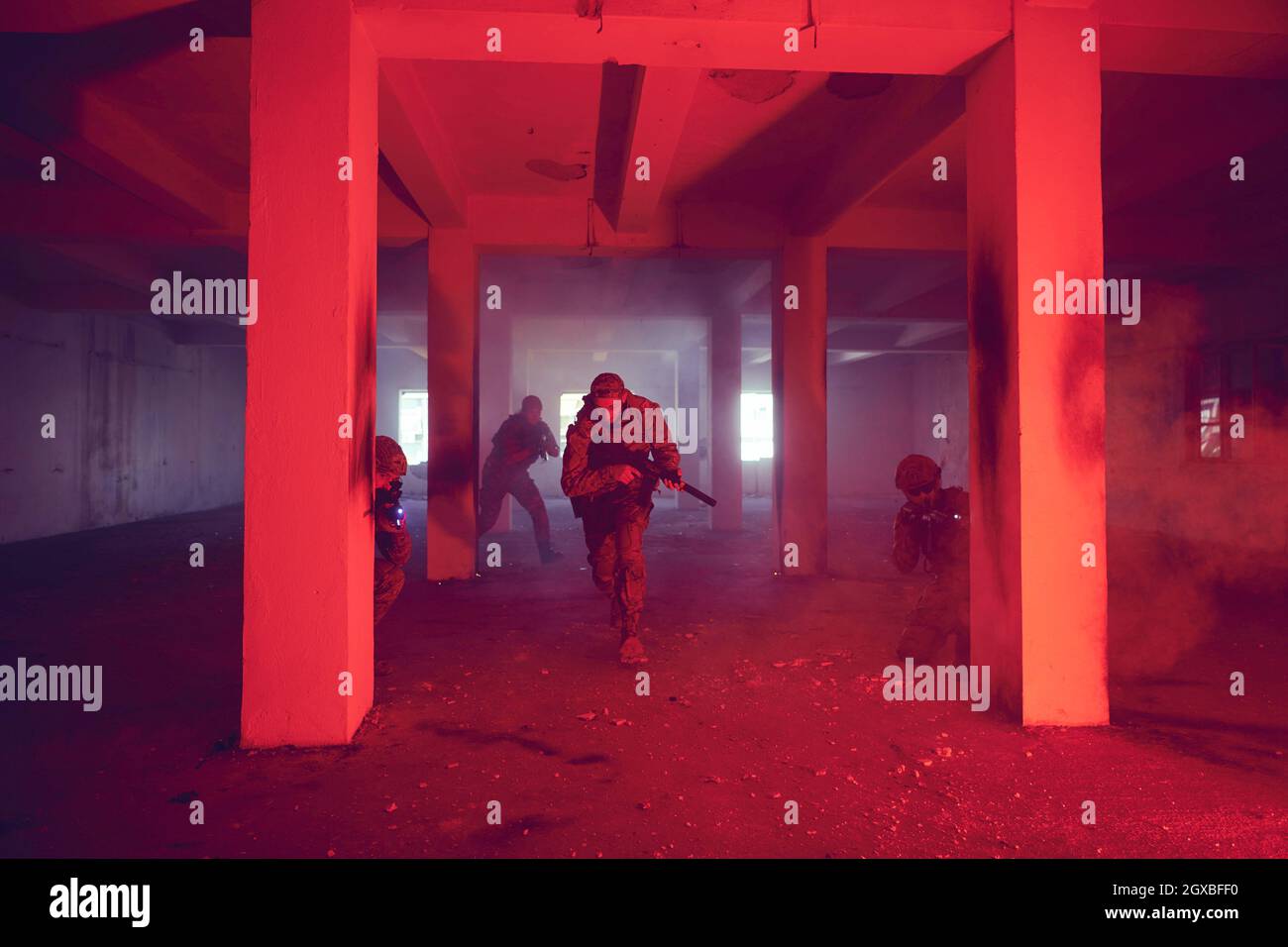 special forces soldiers team in urban environment making tactical ...