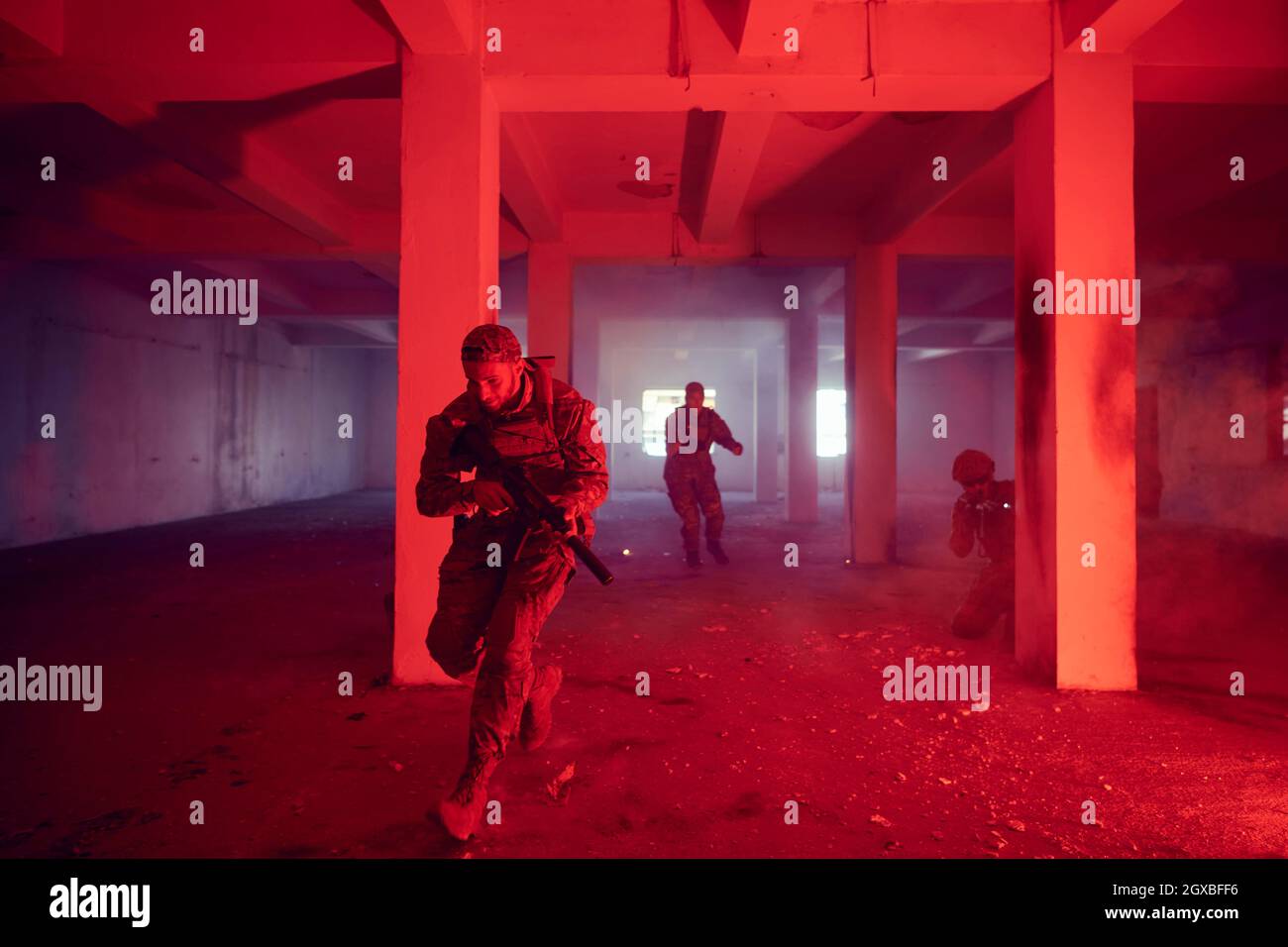 special forces soldiers team in urban environment making tactical ...