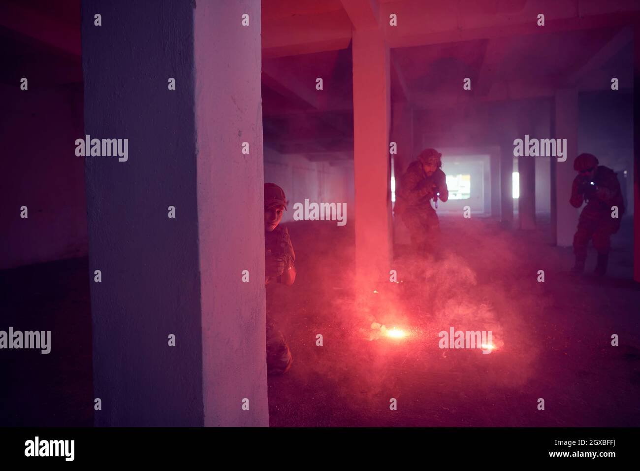 special forces soldiers team in urban environment making tactical ...