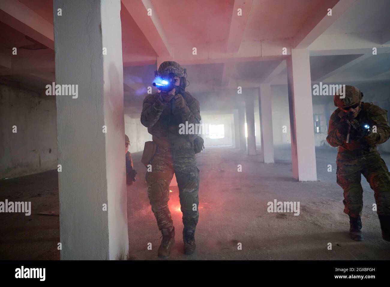 special forces soldiers team in urban environment making tactical ...