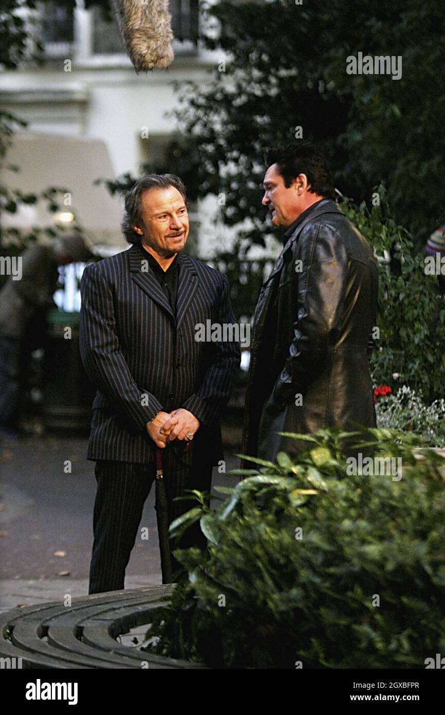 Harvey Keitel and Michael Madson filming on the set of 'The Red Light ...