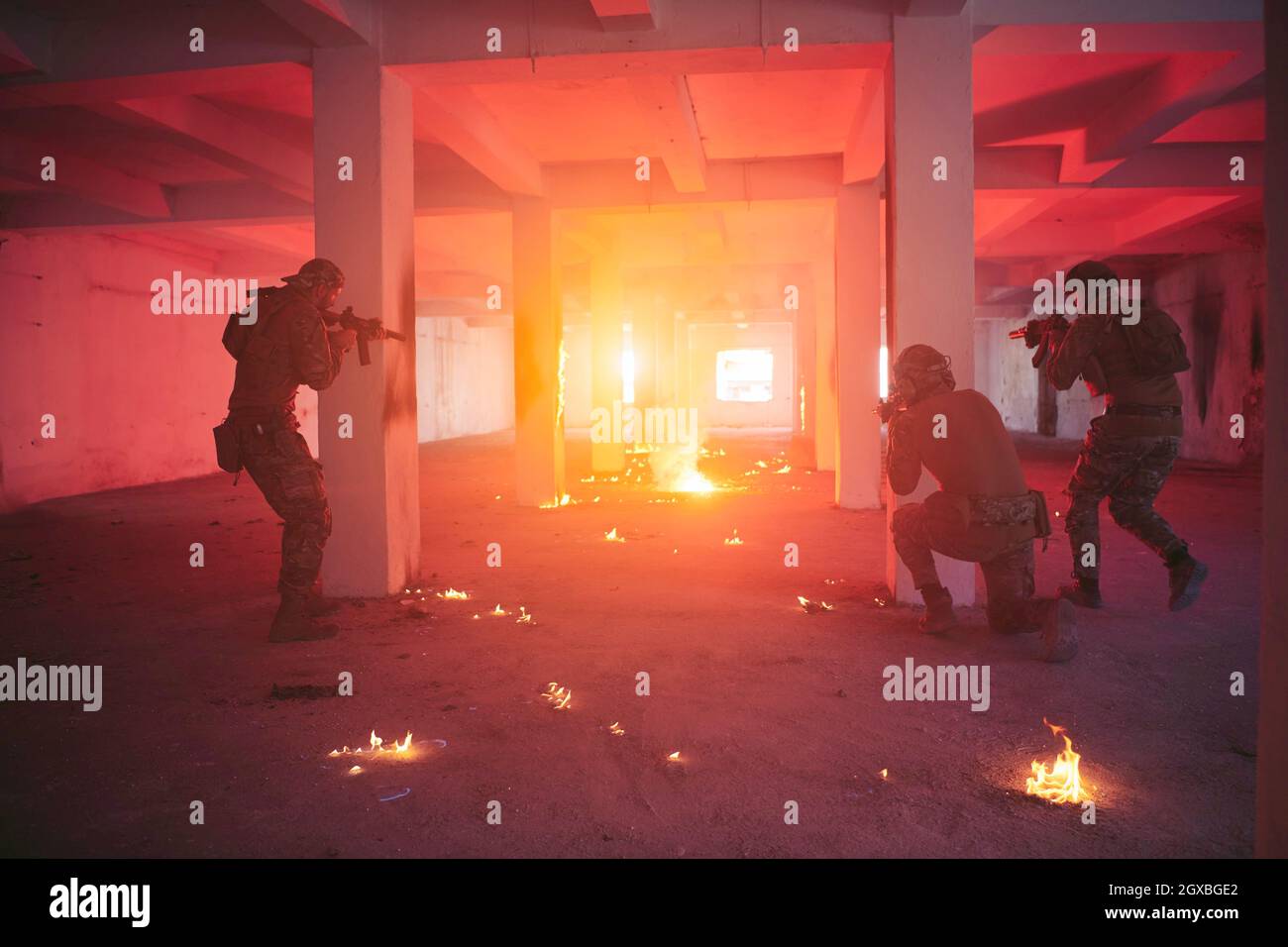 special forces soldiers team in urban environment making tactical ...