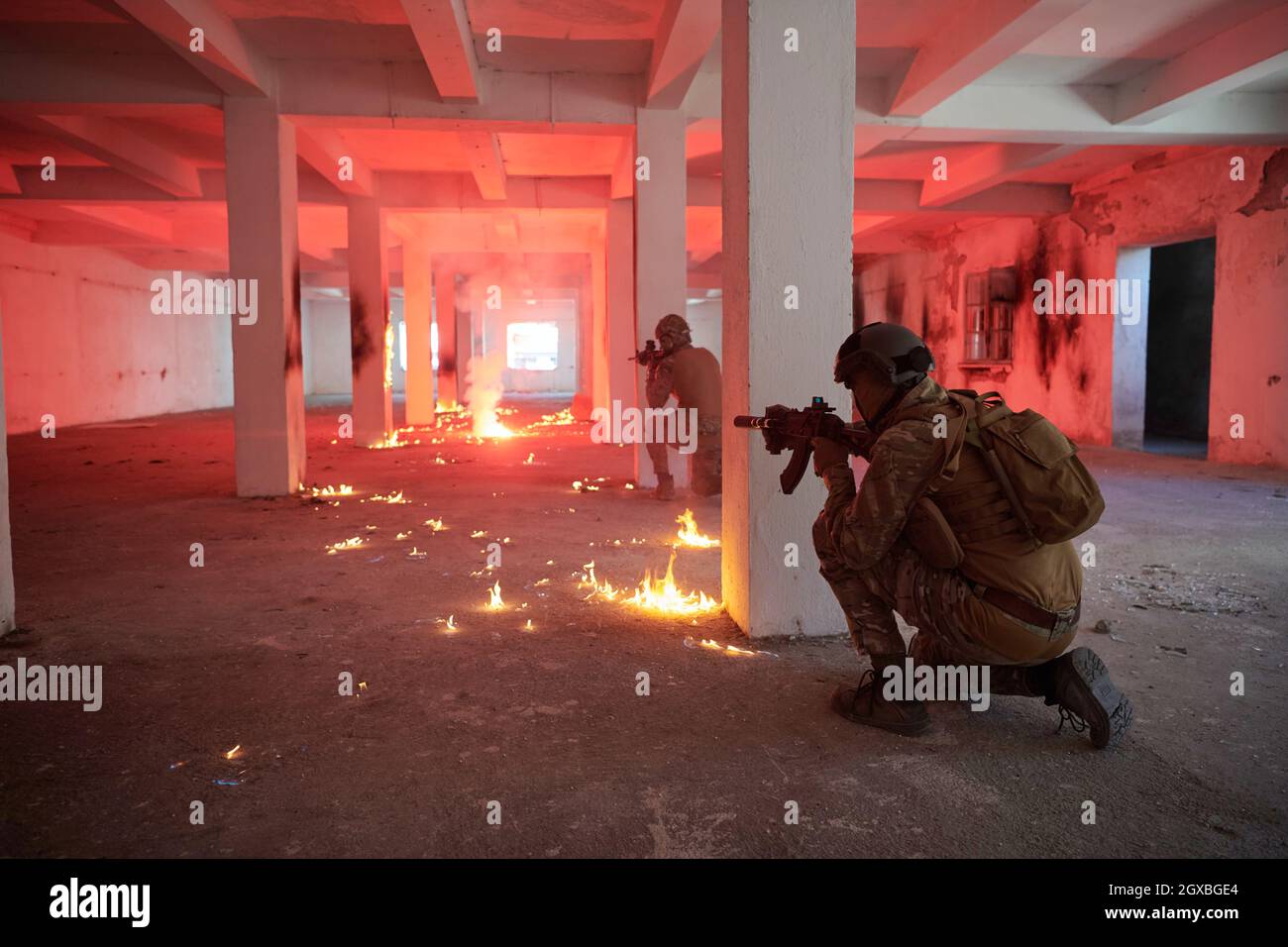 special forces soldiers team in urban environment making tactical ...