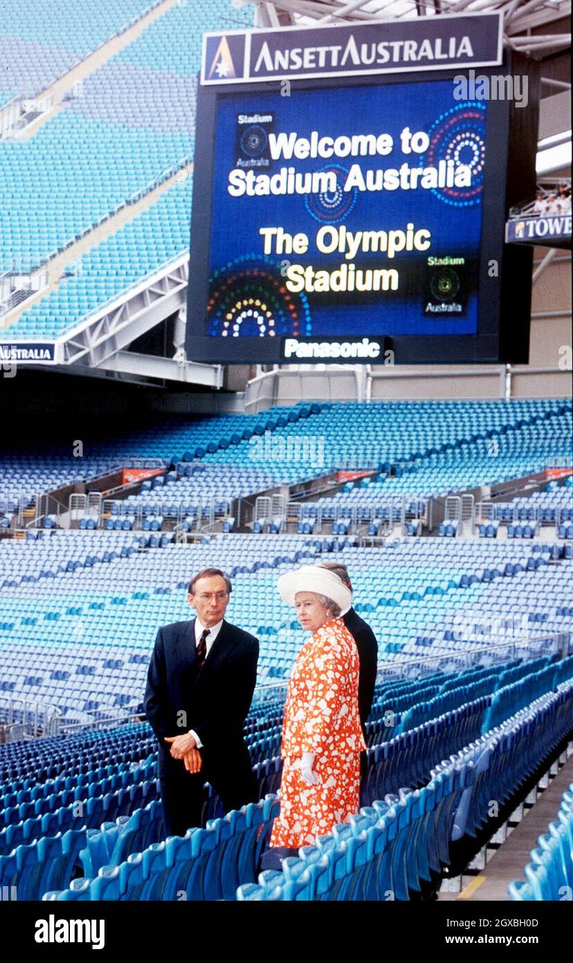 The Queen on tour in Australia. She is pictured in the Olympic Stadium ...