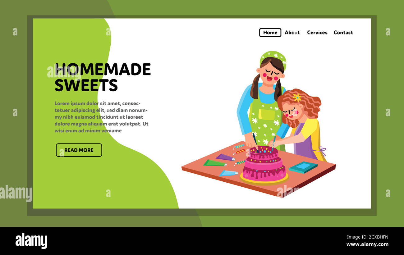 Homemade Sweets Prepare Woman With Girl Vector Stock Vector Image & Art ...