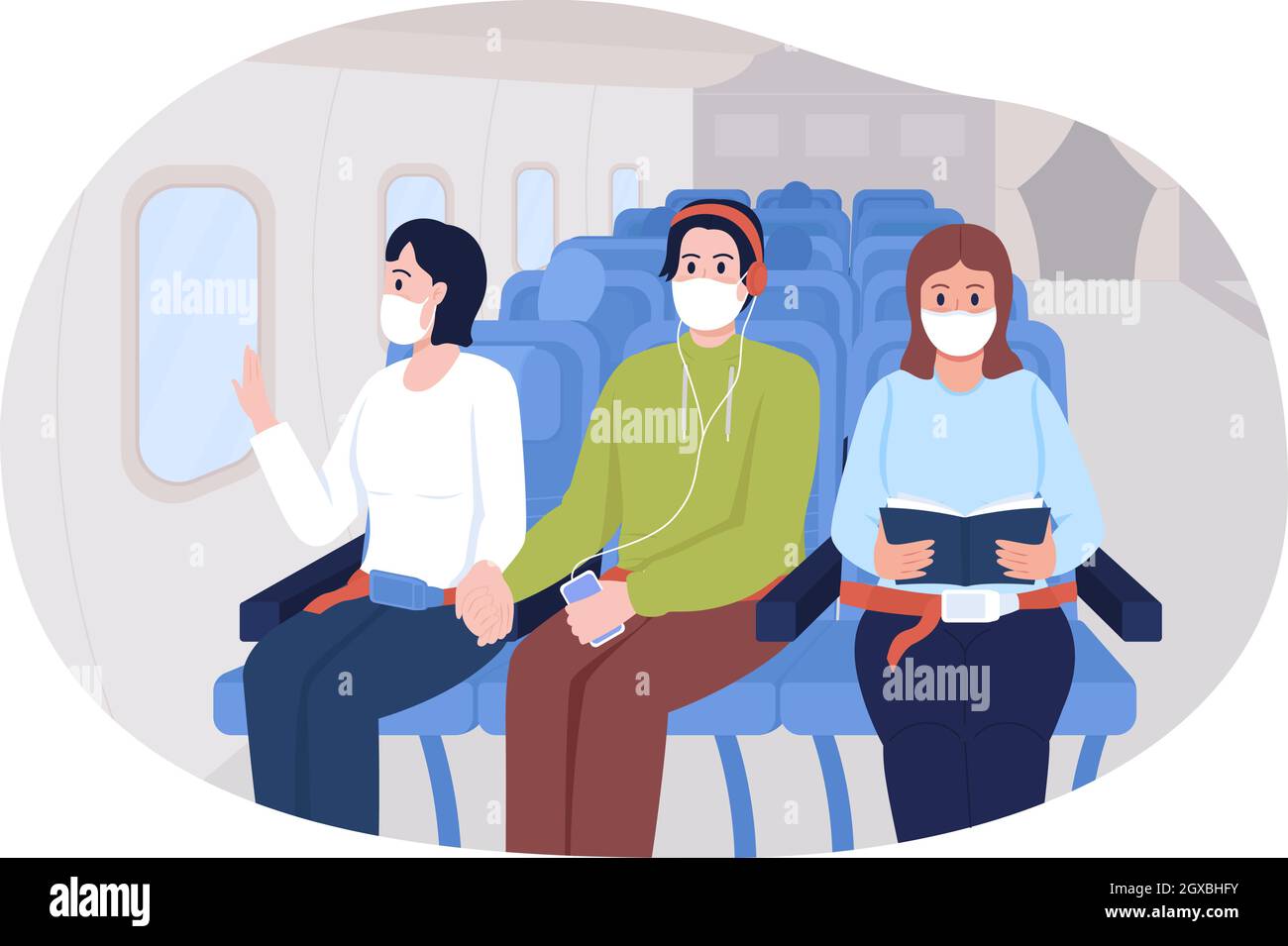 Airplane travel post covid 2D vector isolated illustration Stock Vector ...