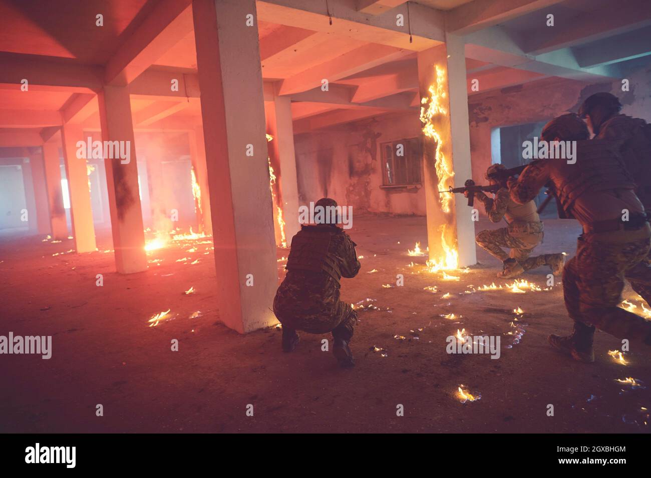special forces soldiers team in urban environment making tactical ...