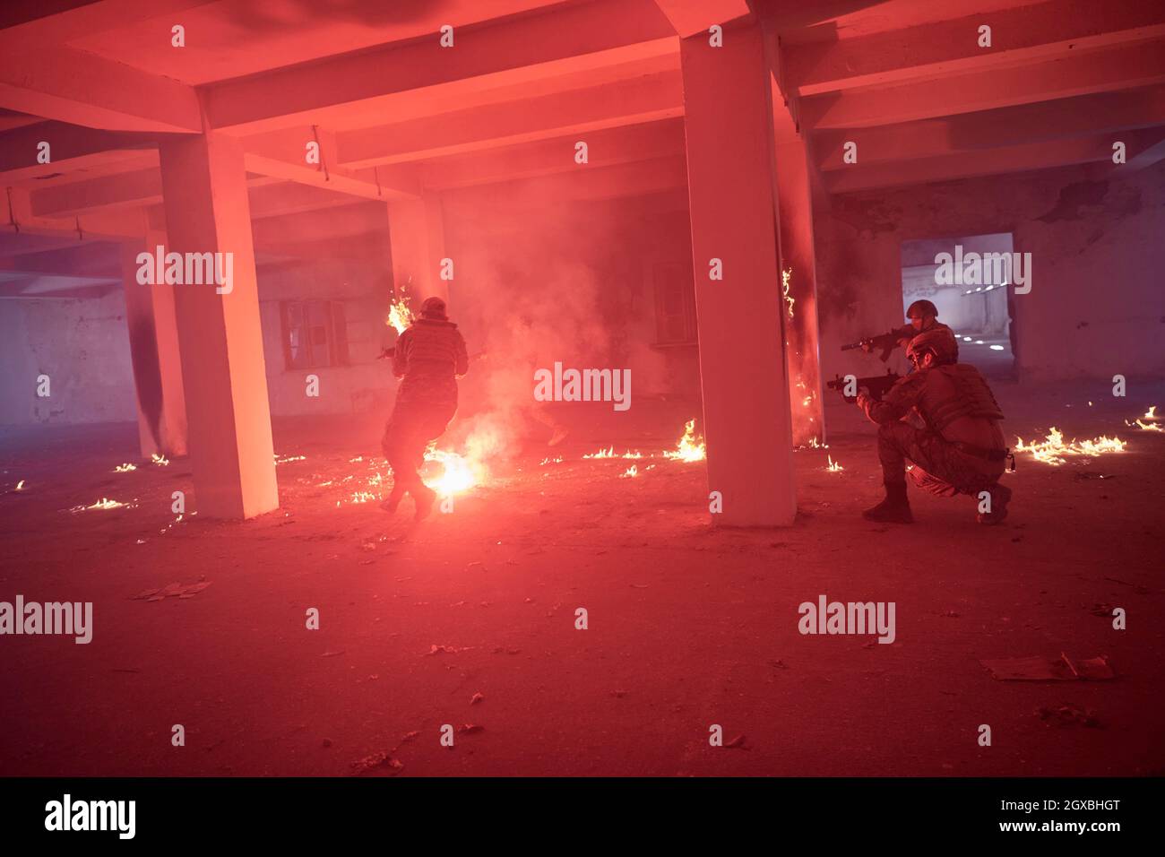 special forces soldiers team in urban environment making tactical ...