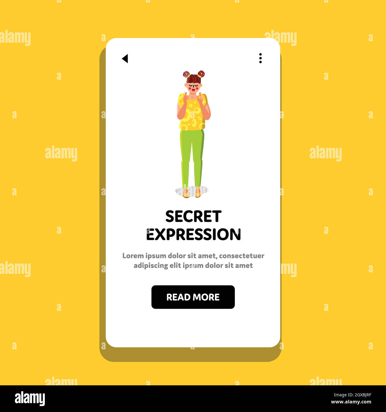 Secret Expression Woman Crossed Fingers Vector Illustration Stock ...