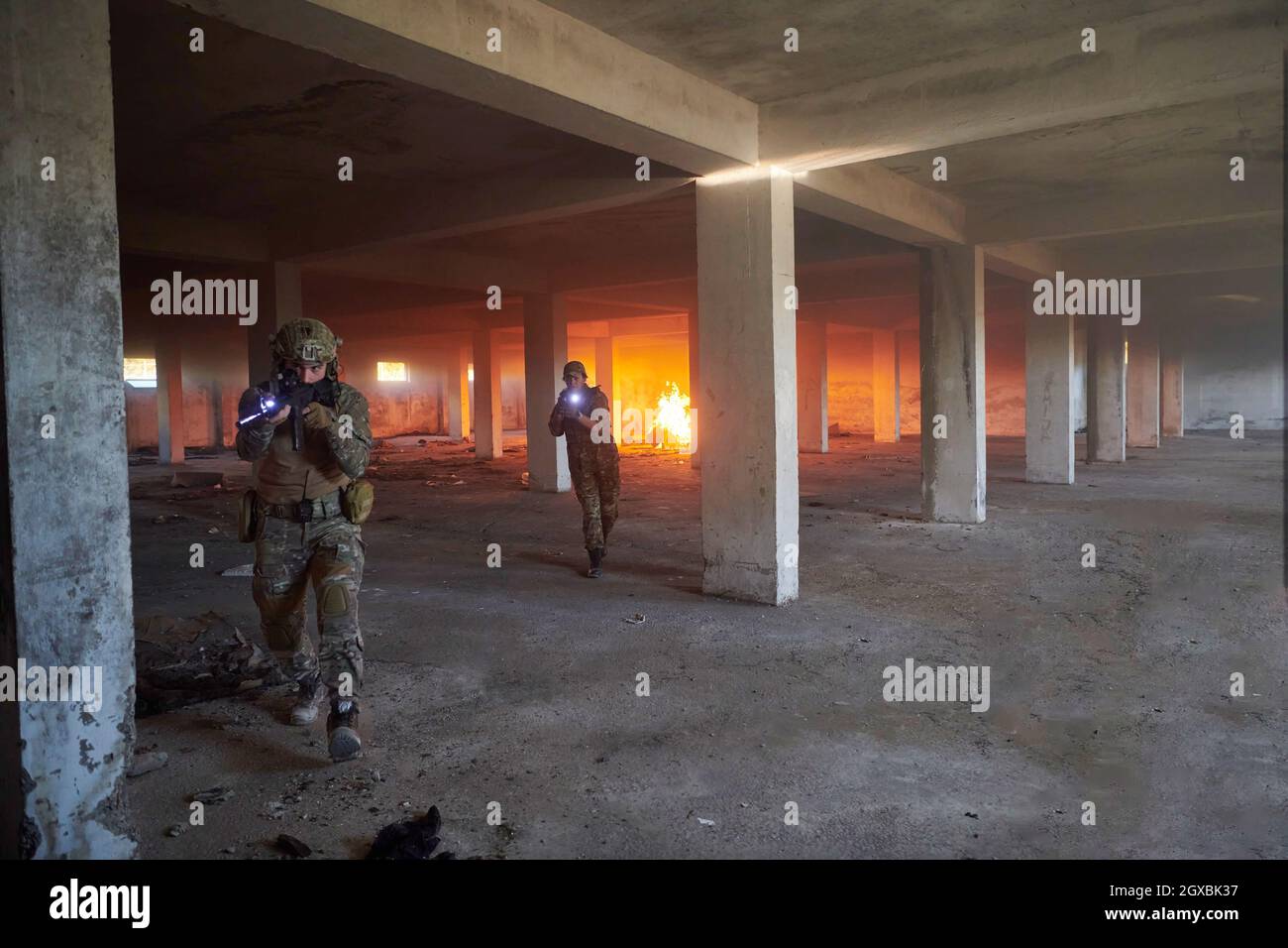 special forces soldiers team in urban environment making tactical ...
