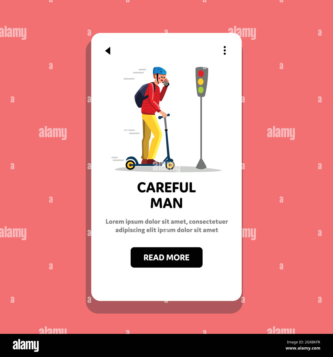 Careful Man Wear Safety Helmet Ride Bike Vector Stock Vector Image ...