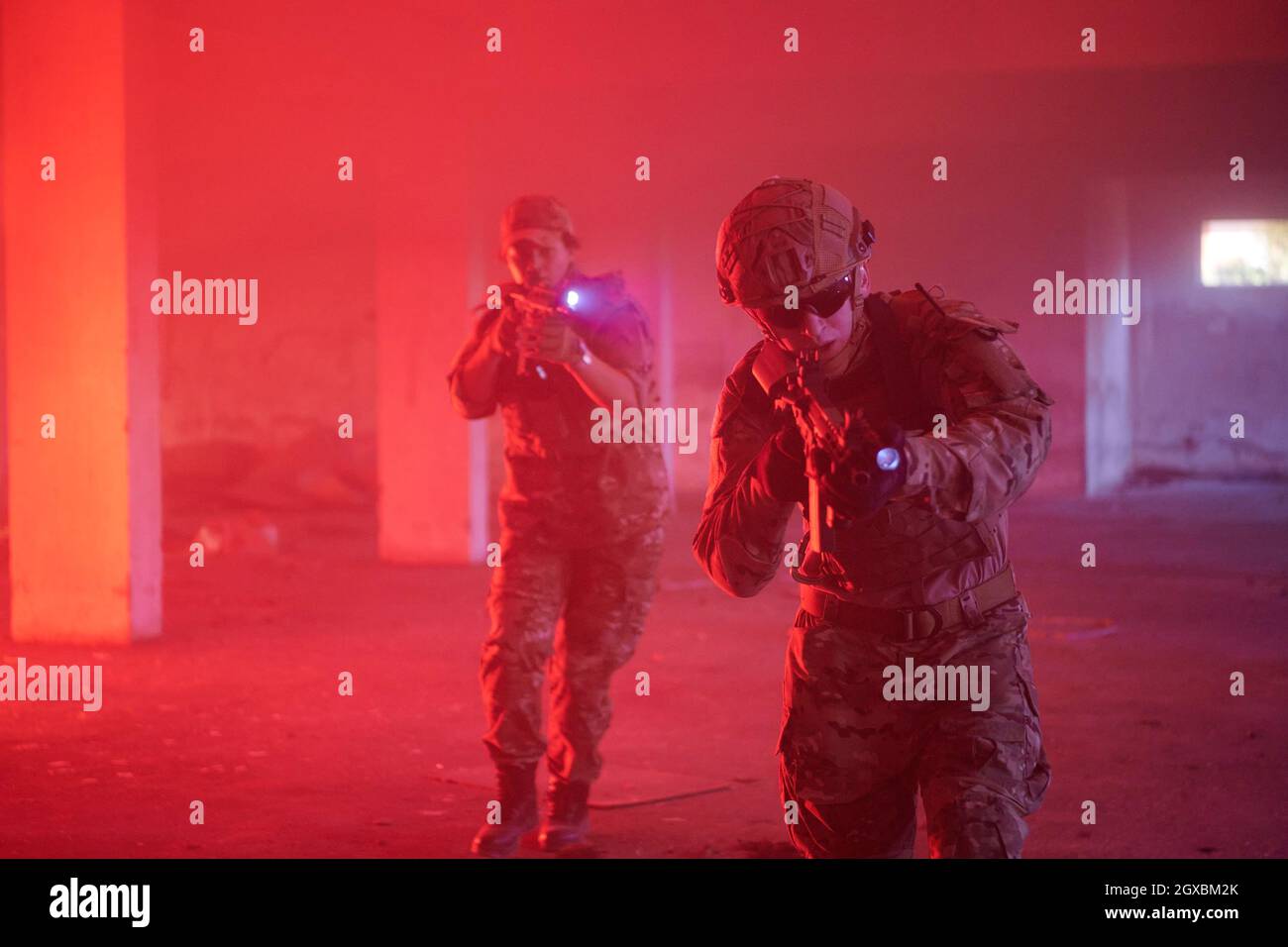 special forces soldiers team in urban environment making tactical ...