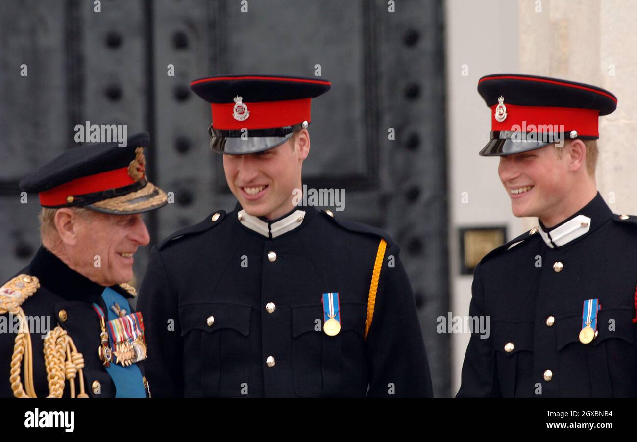 (L-R) Prince Philip, Duke of Edinburgh, Prince William and Prince Harry ...