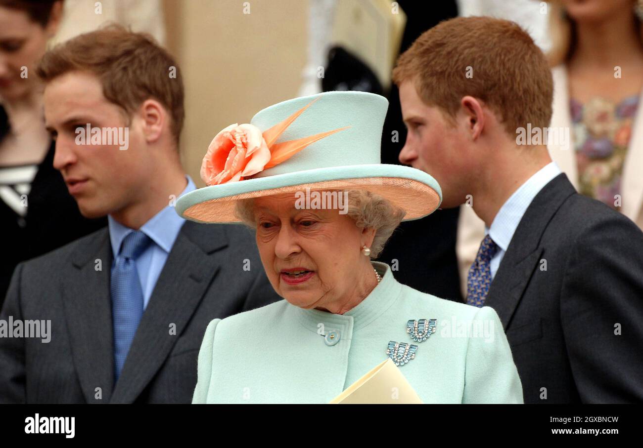 Queen elizabeth ii with prince harry hi-res stock photography and ...