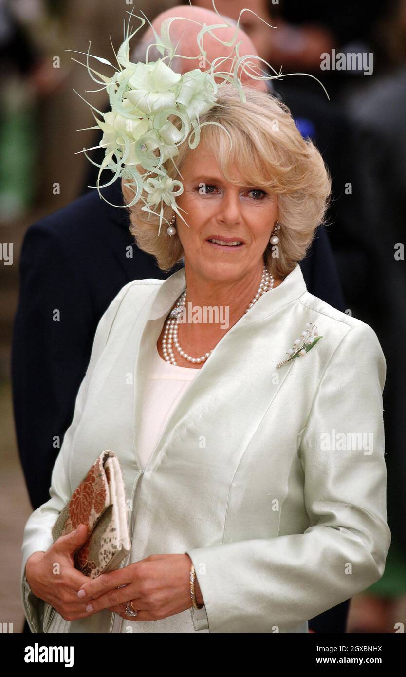 Camilla, Duchess of Cornwall arrives at St. Cyriac's Church Stock Photo ...