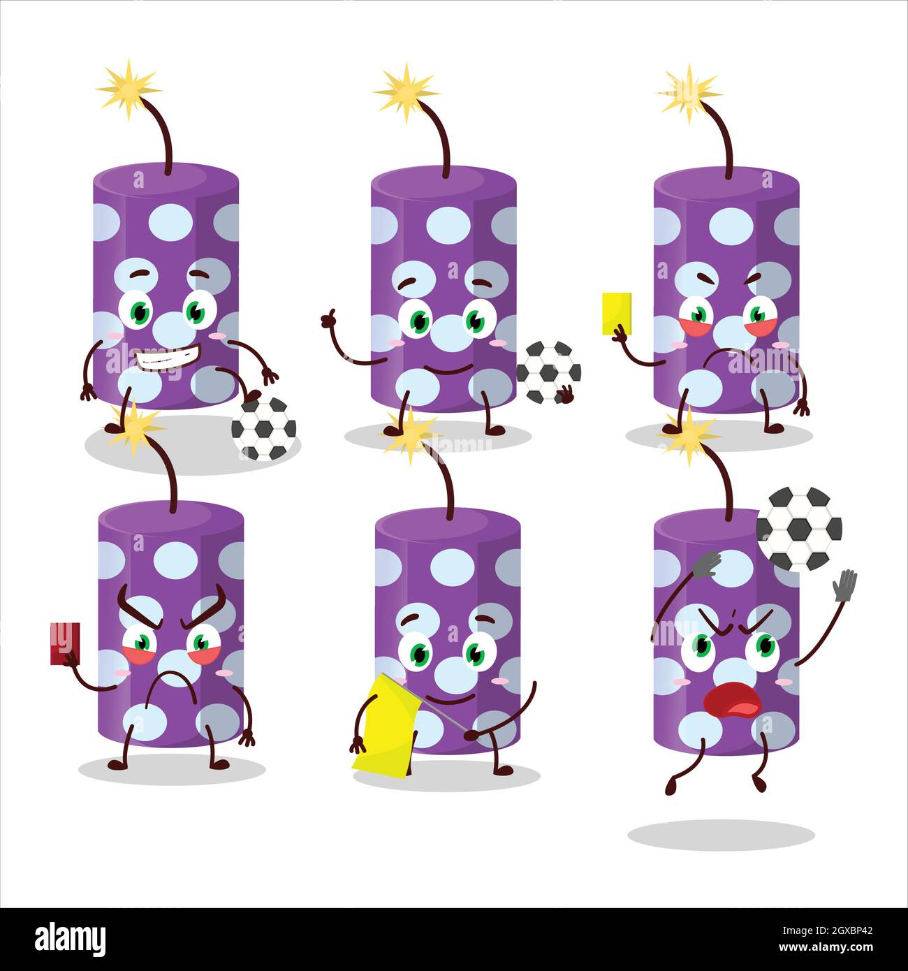 Purple firecracker cartoon character working as a Football referee ...