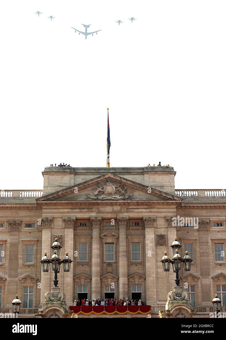 The Royal family look on as an RAF flypast takes place following The ...