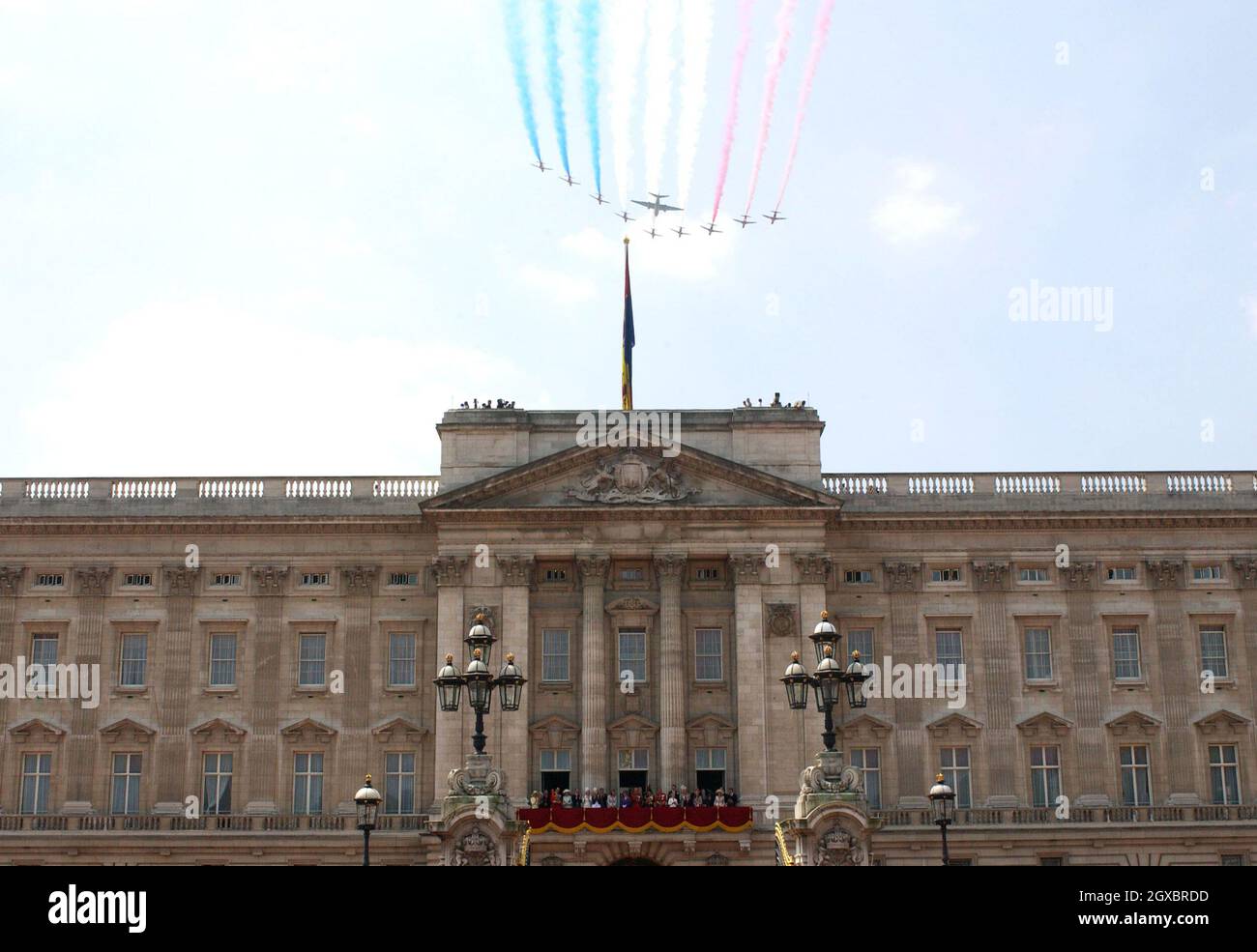The Royal family look on as an RAF flypast takes place following The ...