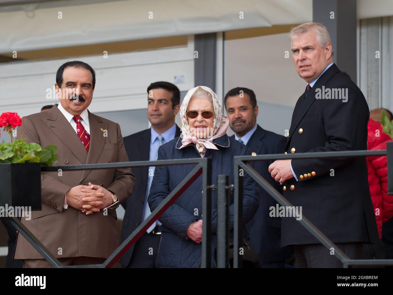 Queen Elizabeth ll, King Hamad bin Isa Al Khalifa of Bahrain and Prince ...