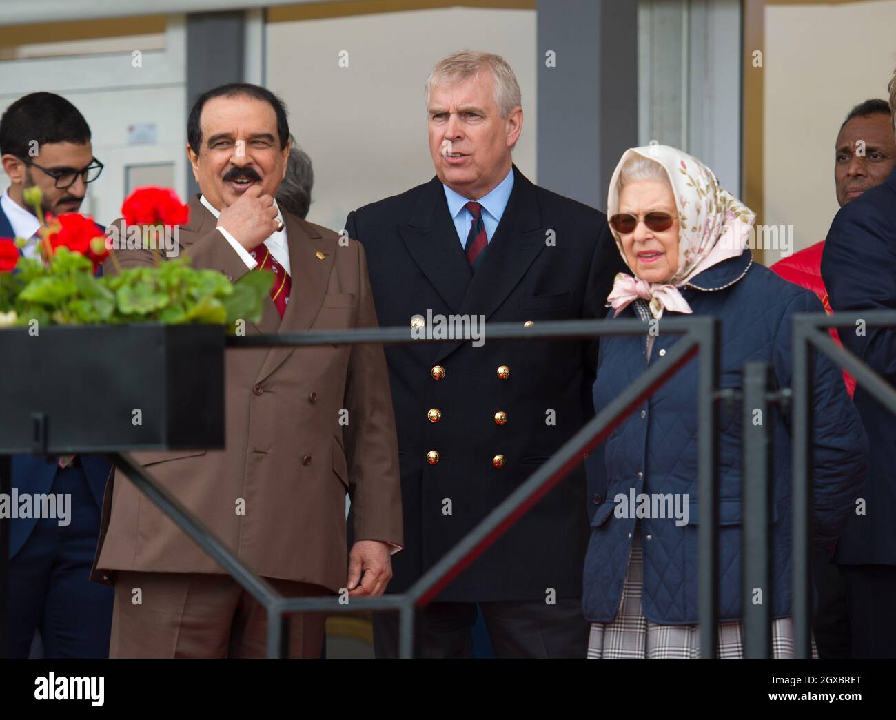 Queen Elizabeth ll, King Hamad bin Isa Al Khalifa of Bahrain and Prince ...