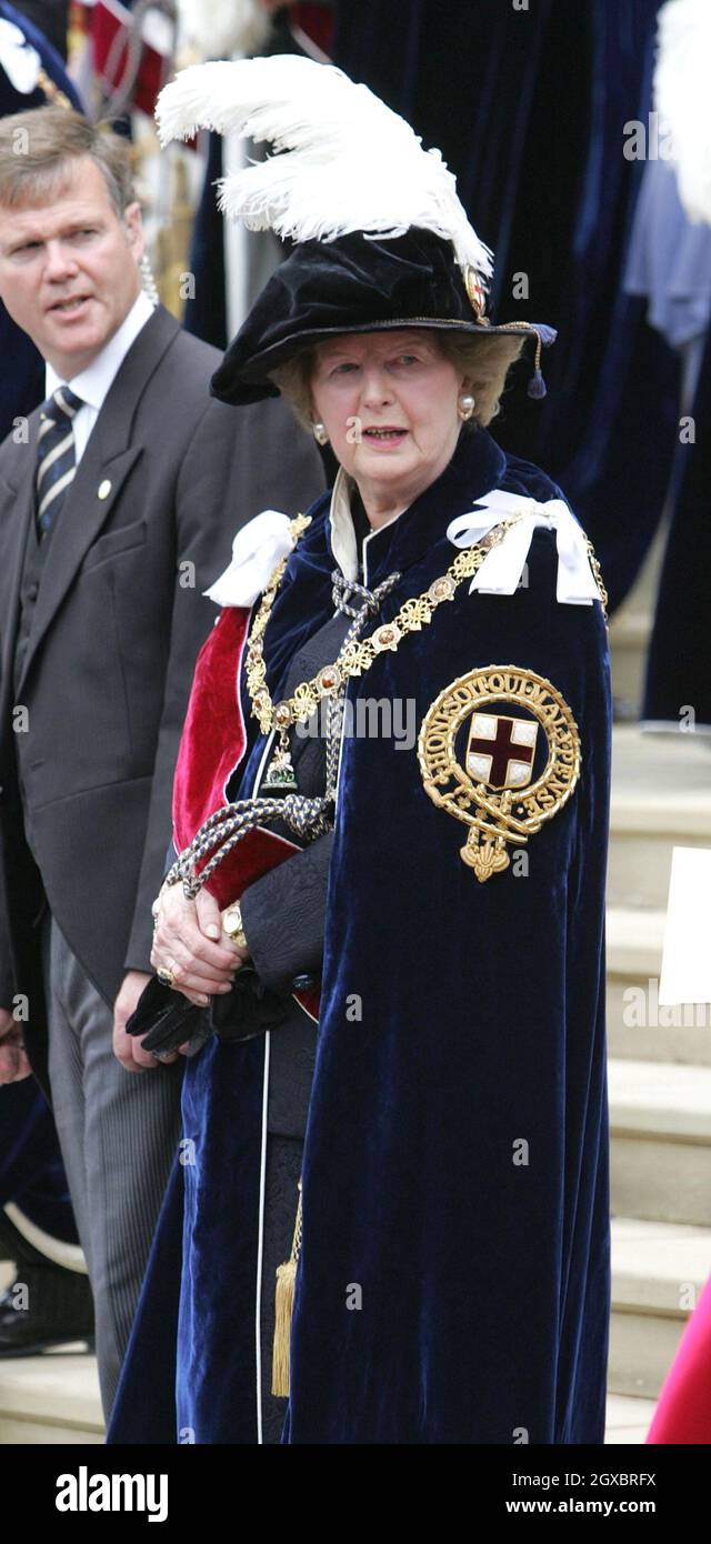 Baroness Thatcher leaves St George's Chapel Stock Photo - Alamy