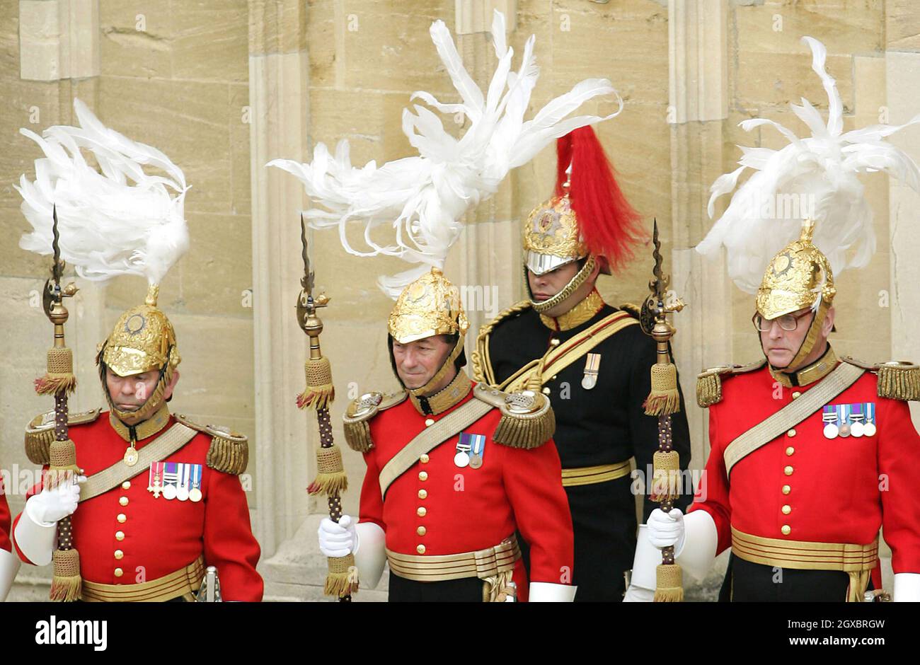 Gentleman-at-Arms stand guard outside St. George's Chapel Stock Photo ...