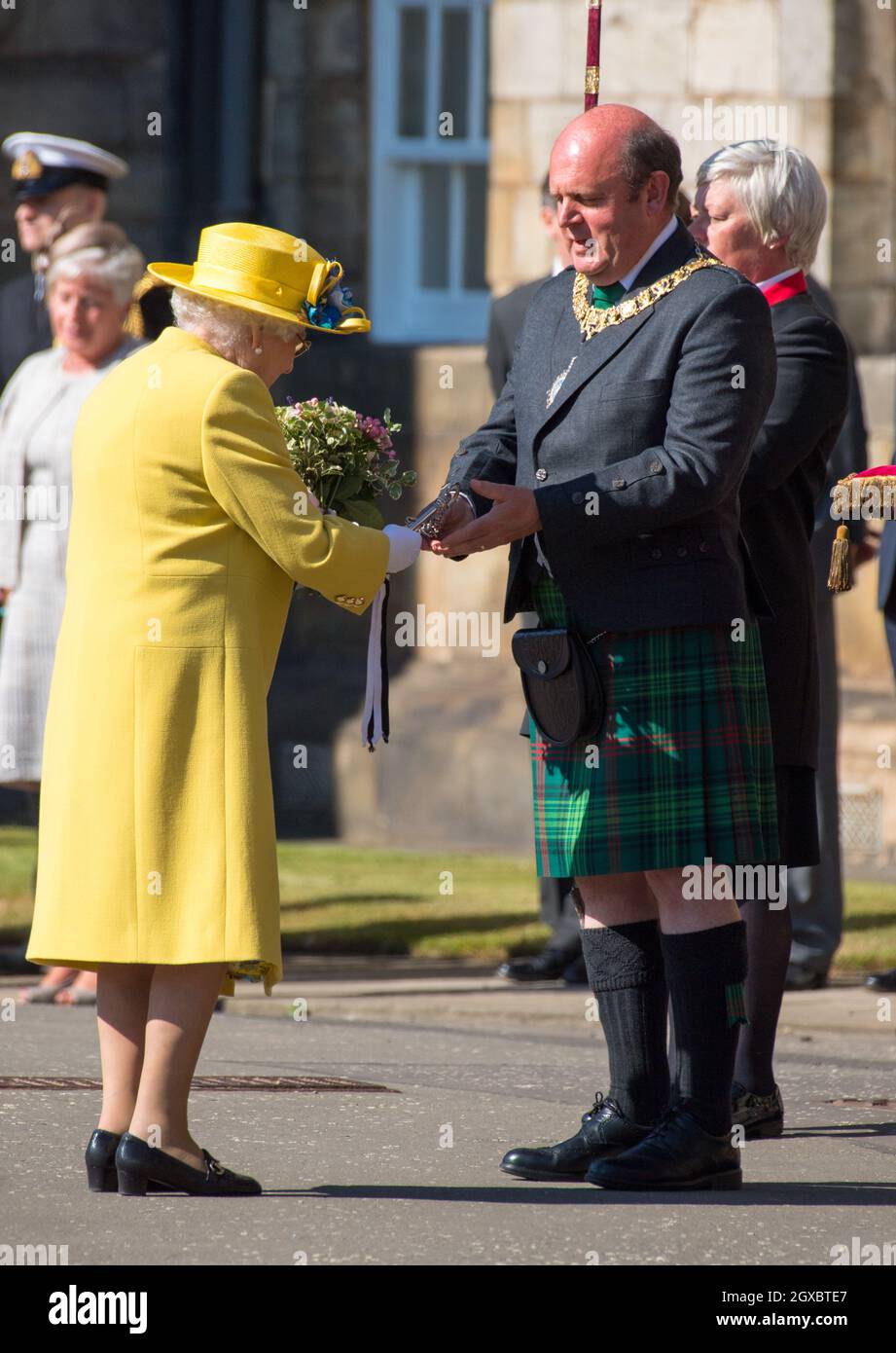 Queen Elizabeth ll attends the Ceremony of the Keys at Holyroodhouse on ...