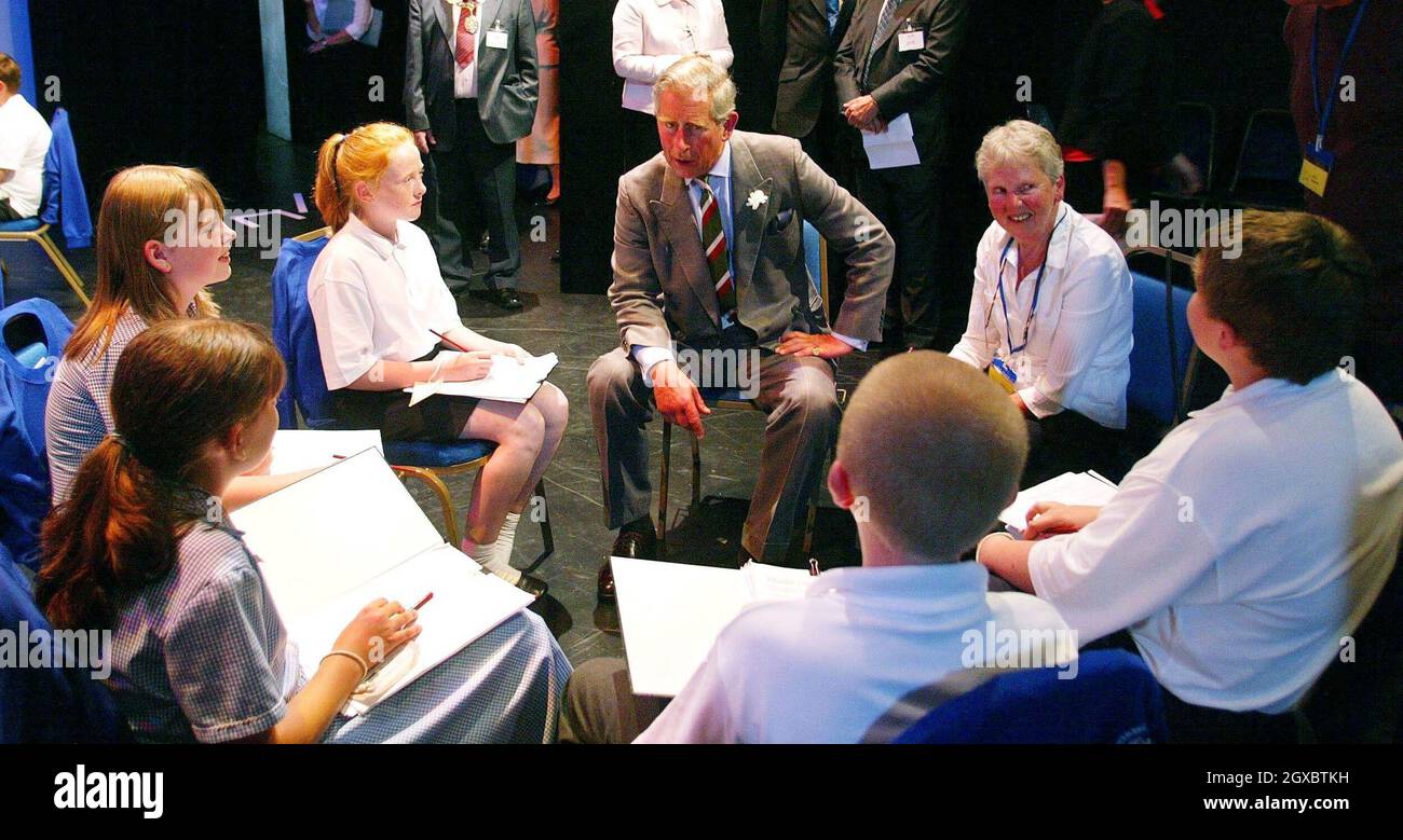 Prince Charles, Prince of Wales visits the Clwyd Theatr Cymru in Mold ...