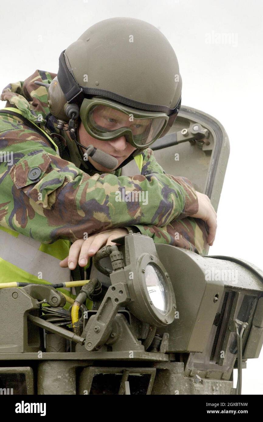 Prince Harry in a Spartan armoured reconnaissance vehicle during his ...