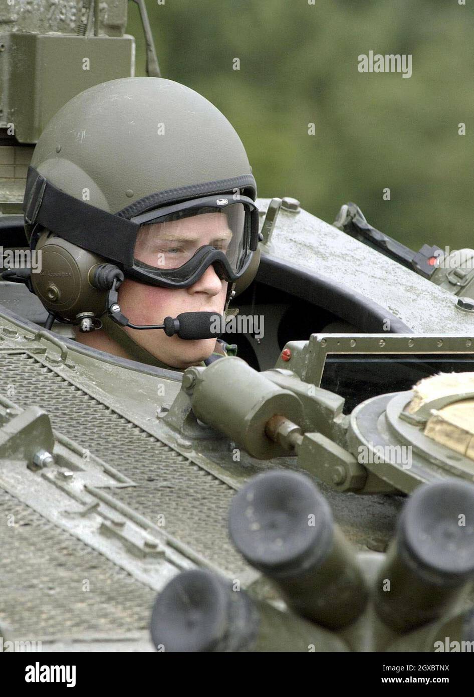 Prince Harry in a Spartan armoured reconnaissance vehicle during his ...