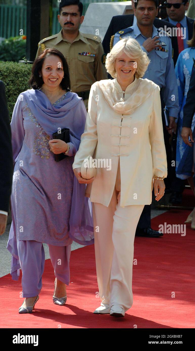 Camilla, Duchess of Cornwall arrives with Rukhsana Aziz, wife of the ...