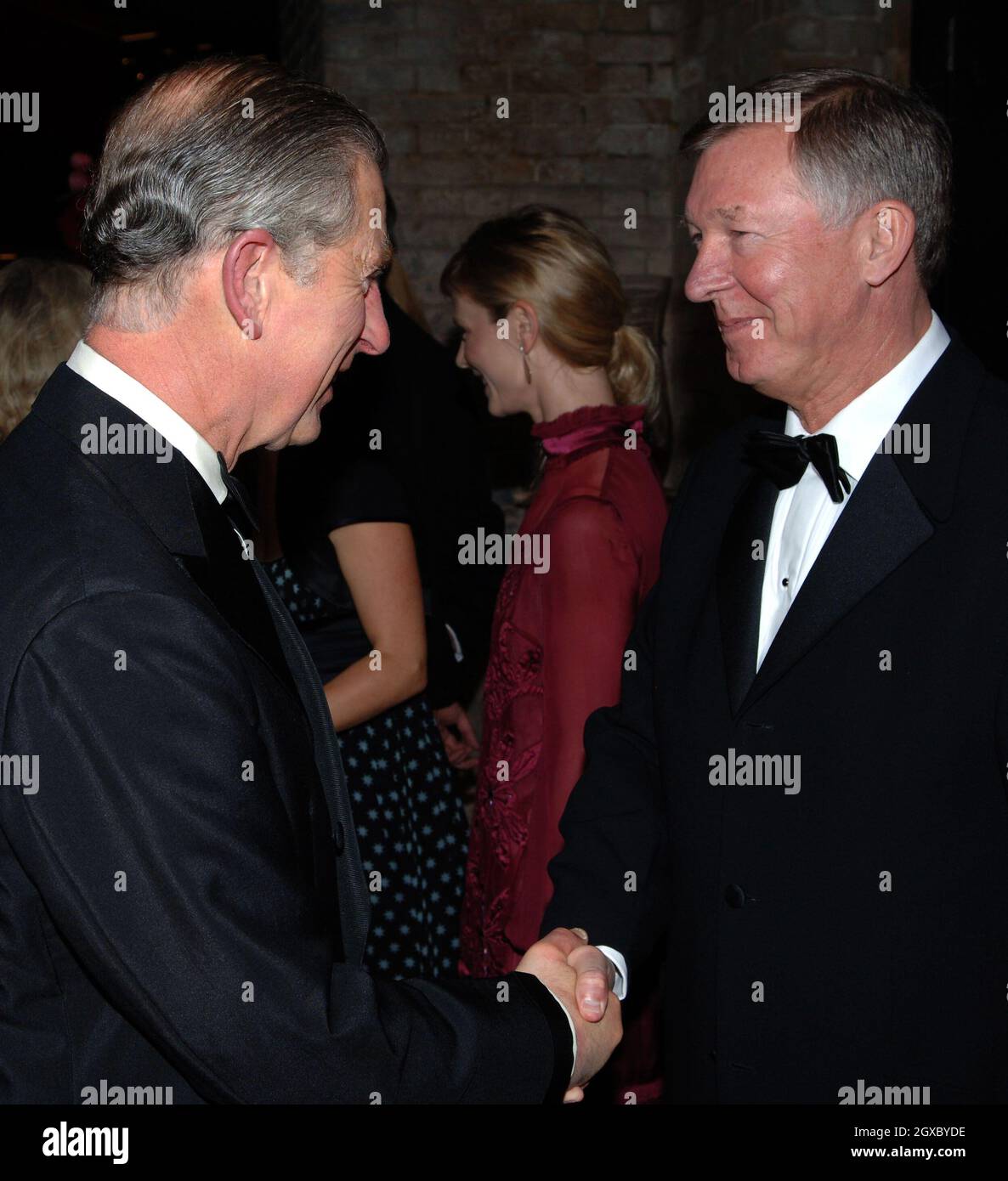 Prince Charles, Prince of Wales shakes hands with Sir Alex Ferguson at ...