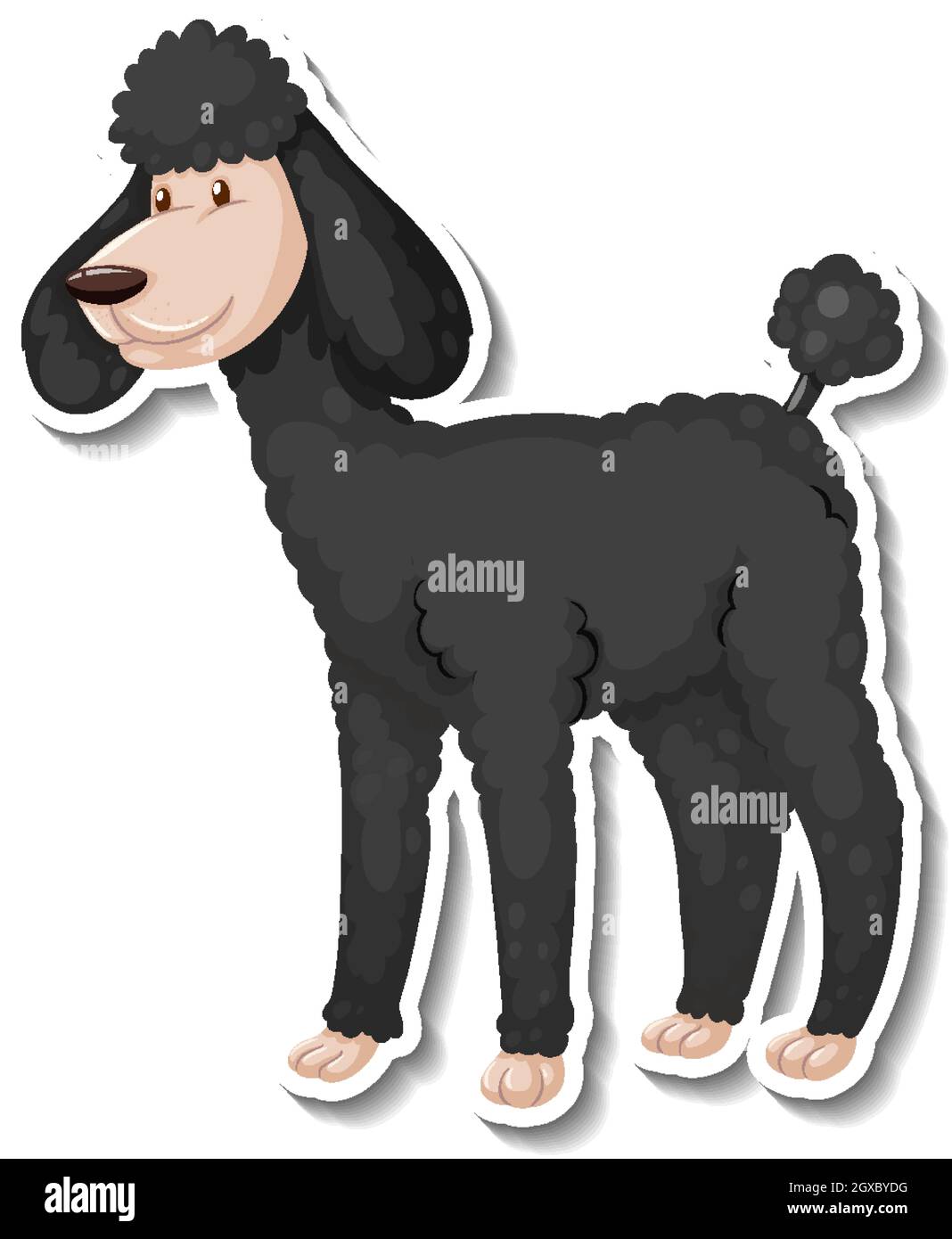 A sticker template of dog cartoon character illustration Stock Vector ...