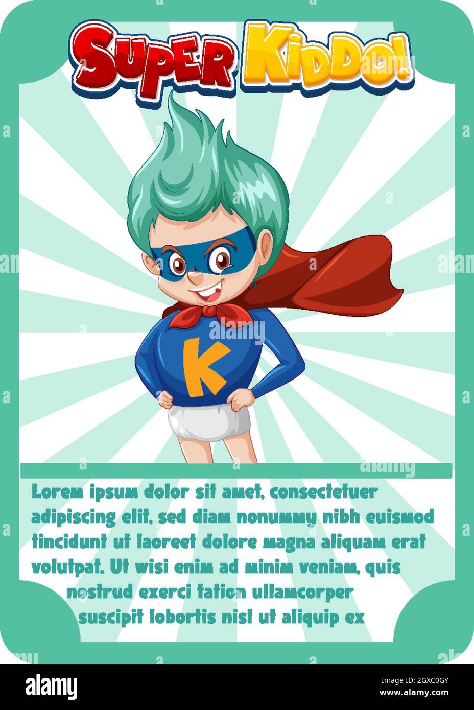 Character game card template with word Super Kiddo illustration Stock ...
